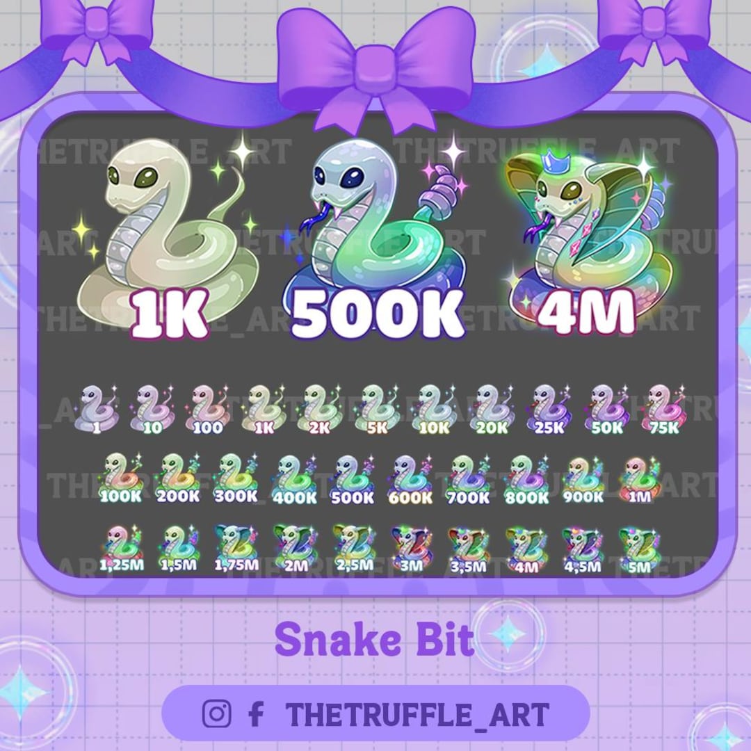 Set of 31 Snake With Number Twitch Bit Badges, Snake Sub Badges for ...