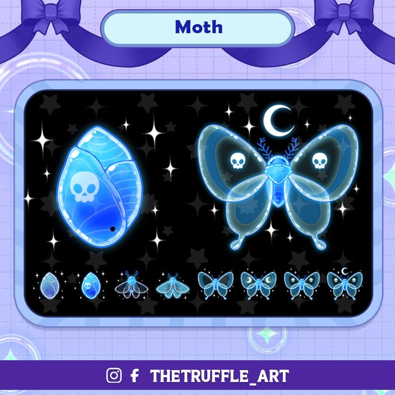 Luna Death Moth Twitch Sub Badges/ Honor Twitch Sub Badges/ Dark Magic ...