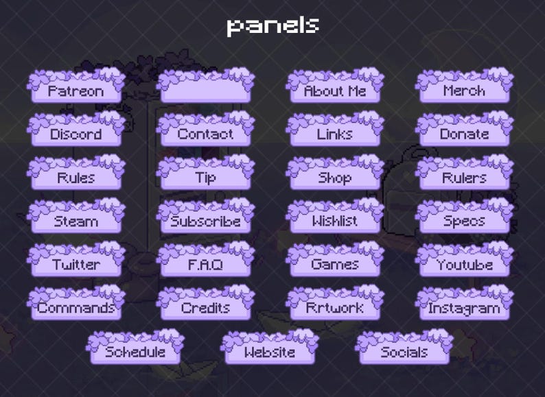 Full Package Animated Twitch Overlay : Pixel Purple Dream Sky With ...