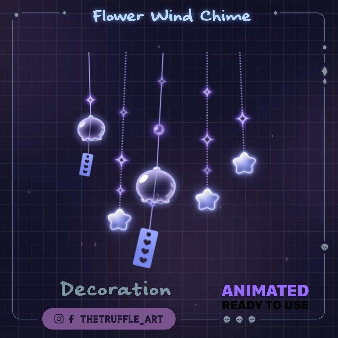 Flower Wind Chime Light Chains Animated Stream Decorations, Cute Flower ...