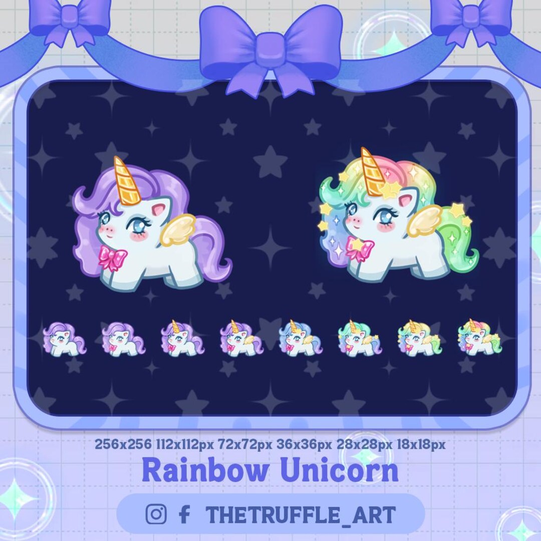 Rainbow Unicorn Sub Badges, Cute Unicorn Twitch Sub Badges, Rainbow ...