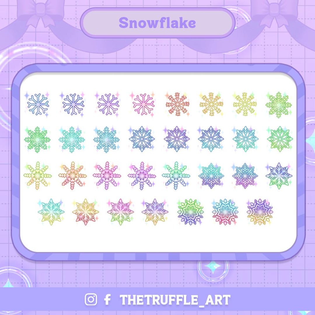Set of 31 Color Snowflake Twitch Bit Badges, Winter Sub Badges for ...