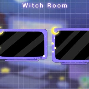 Full Package Witch Room Lo-fi Desk Twitch Overlays / Lo-fi Witch Craft Loading Screens / Purple ...