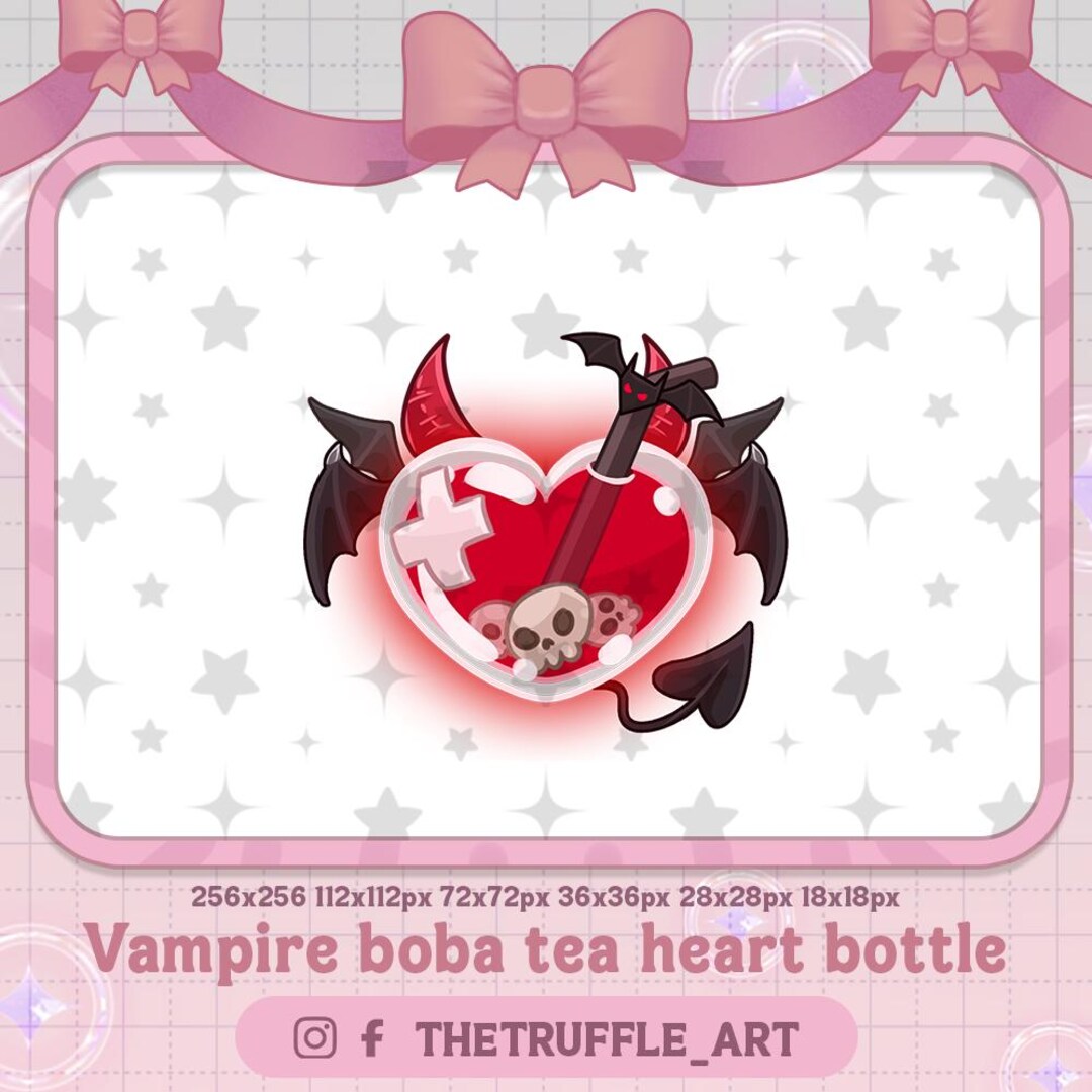 Vampire Blood Boba Tea Channel Point, Bat Wings Heart Bottle Twitch Bit ...