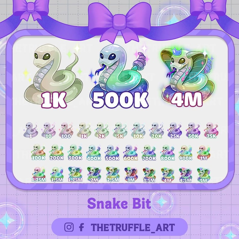 Set of 31 Snake With Number Twitch Bit Badges, Snake Sub Badges for ...