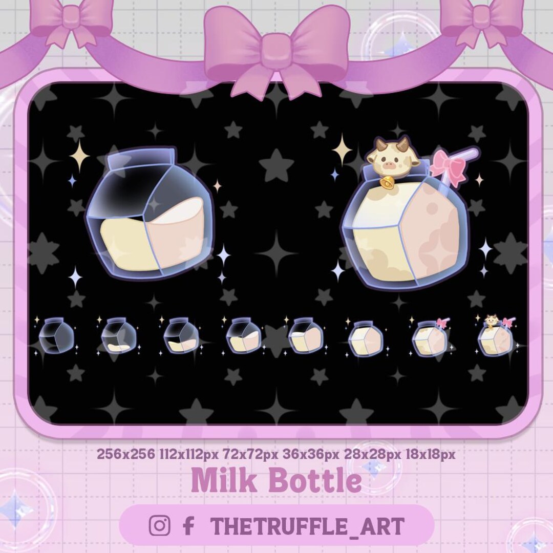Cute Cow Milk Bottle Twitch Sub Badges, Liquid Milk Bottle Stream Sub ...