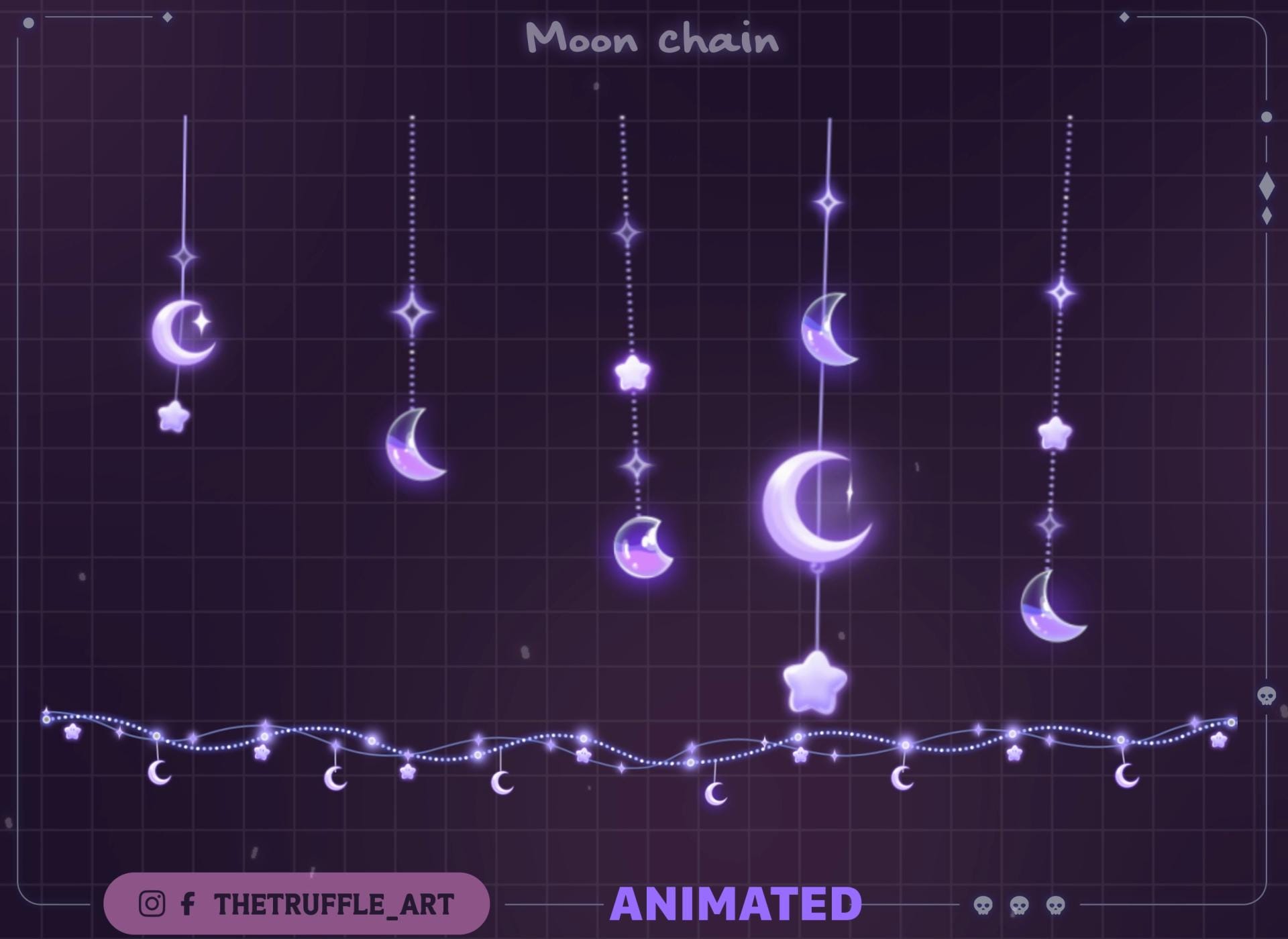 Purple Moon and Star Light Chains Animated Stream Decorations ...