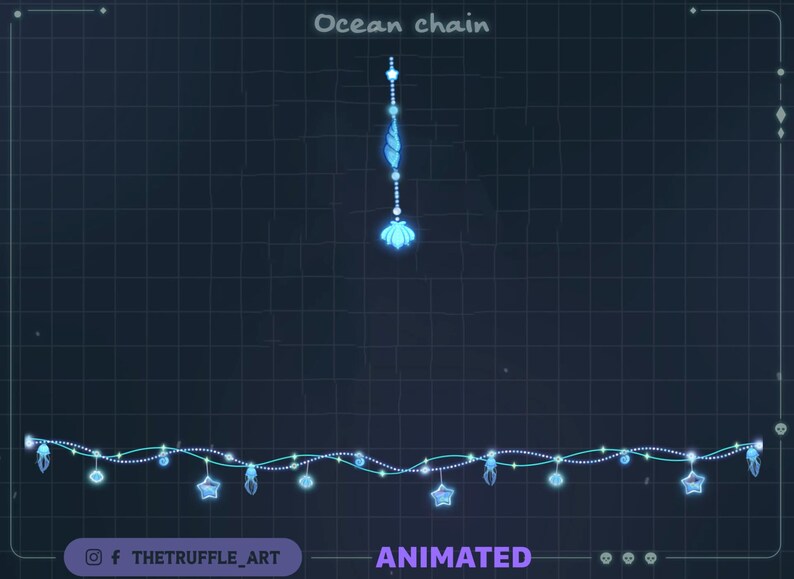 Blue Ocean Light Chains Animated Stream Decorations, Ocean Elements ...