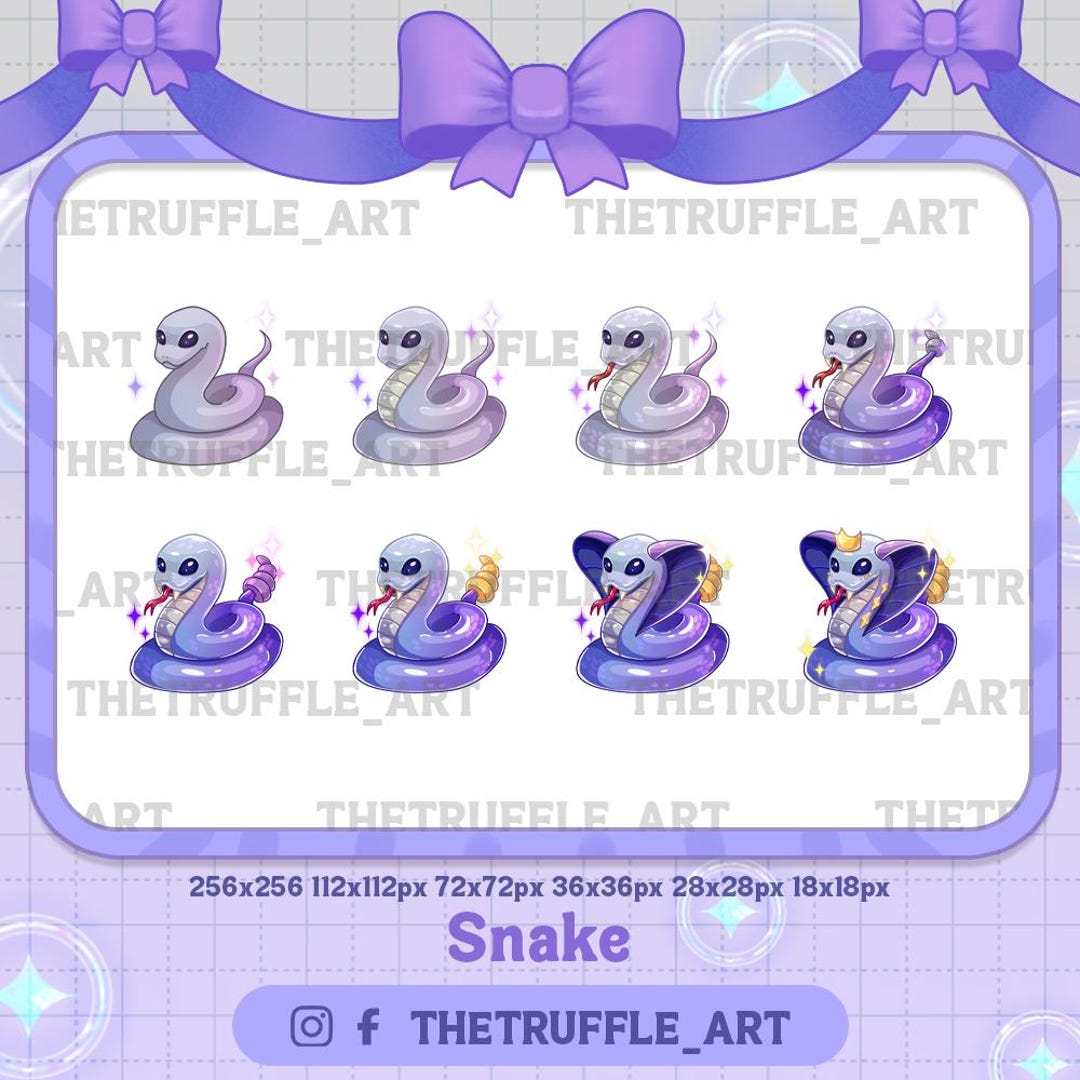 Cute Snake Sub Badges, Cobra Sub Badges, Kawaii Sub Badge for Twitch ...