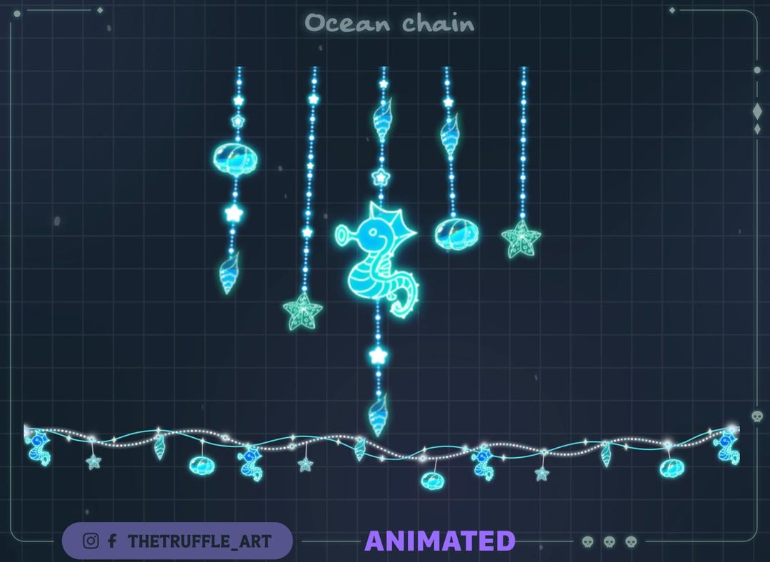 Seahorse Ocean Light Chains Animated Stream Decoration, Ocean Element ...