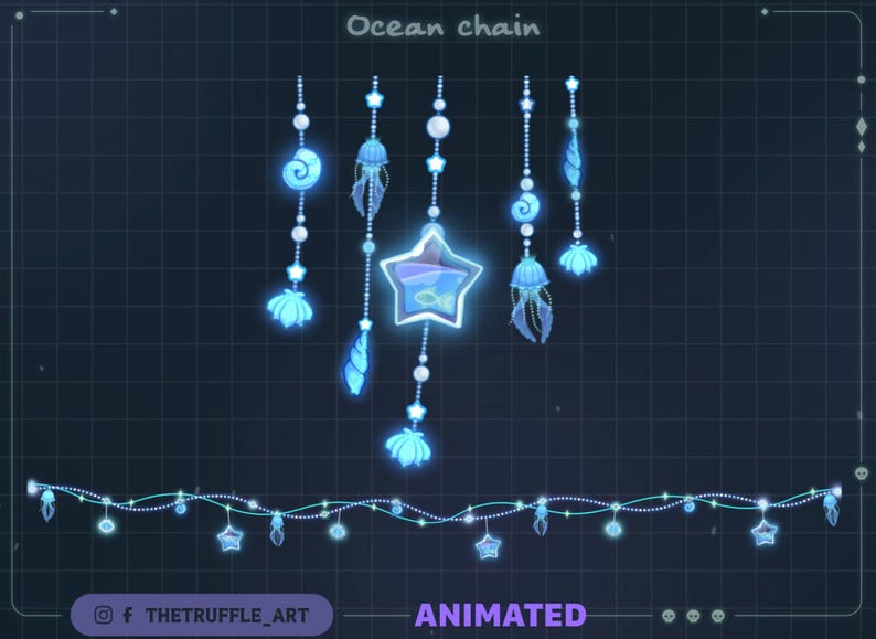 Blue Ocean Light Chains Animated Stream Decorations, Ocean Elements ...