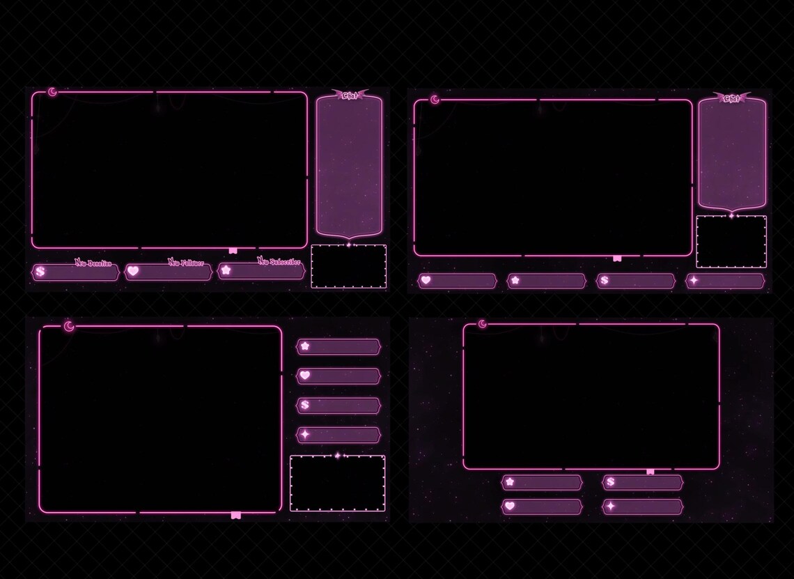 Full Package Simple Pink Bat Heart Twitch Overlay/ Gothic Bat Stream ...