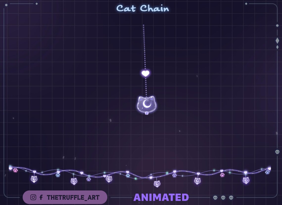 Purple Cat Paw Light Chains Animated Stream Decorations, Celestial ...