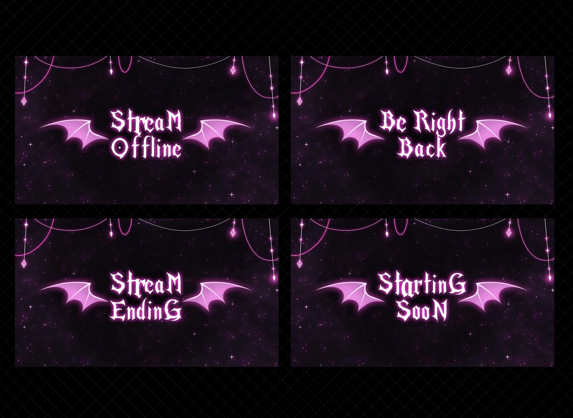 Full Package Simple Pink Bat Heart Twitch Overlay/ Gothic Bat Stream ...