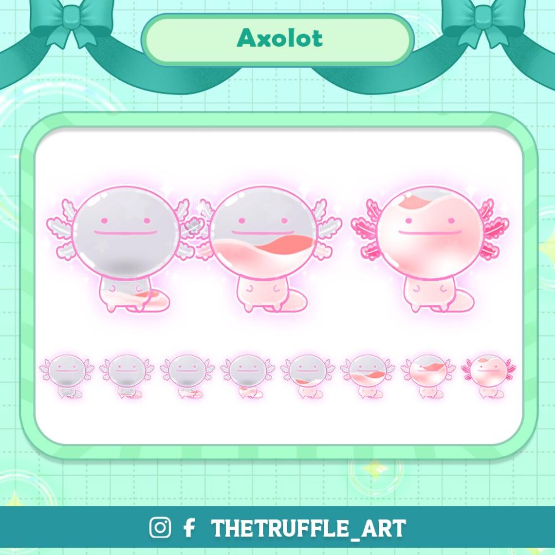 Cute Axolotl Liquid Sub Badges, Liquid Twitch Sub Badges, Kawaii Pink ...