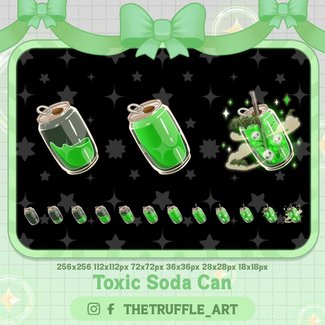 Green Toxic Soda Can Sub Badge, Liquid Vampire Bat Bottle Twitch Sub ...
