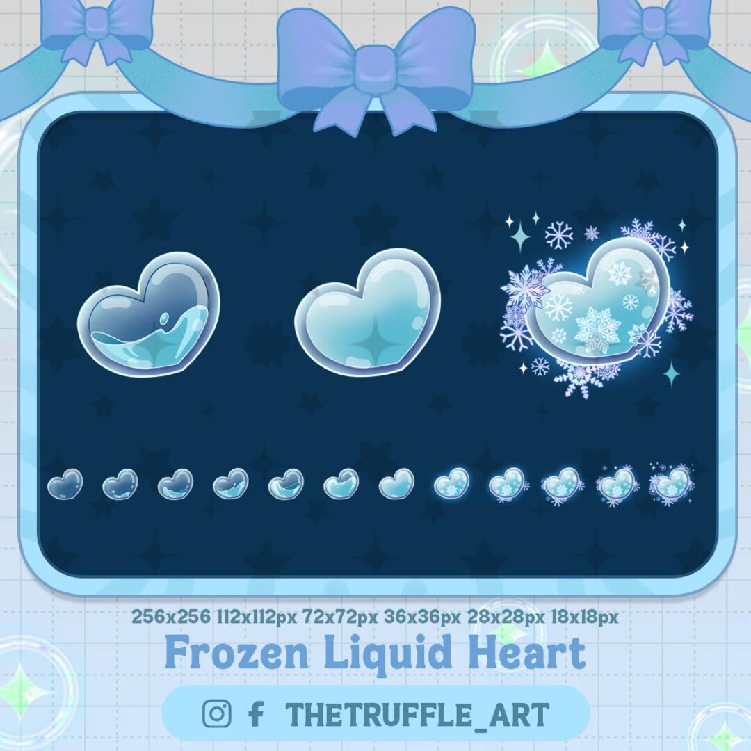 12x Frozen Liquid Heart Sub Badges, Winter Channel Point, Snowflake ...