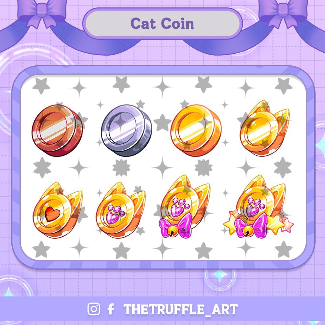 Sparkle Cat Coin Sub Badges, Coin Sub Badges, Magic Sub Badges, Kawaii ...