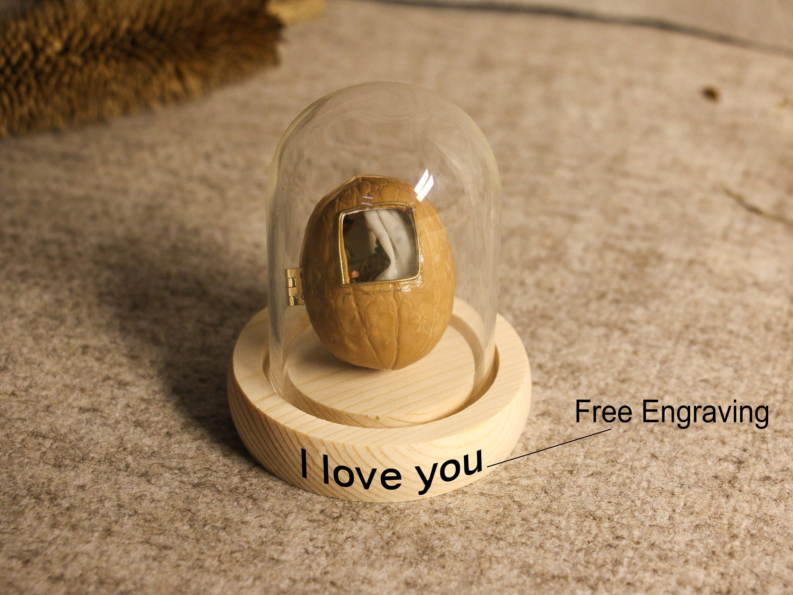 Handmde Walnut Mouse Miniature House Micro Home Collectable Walnut ...