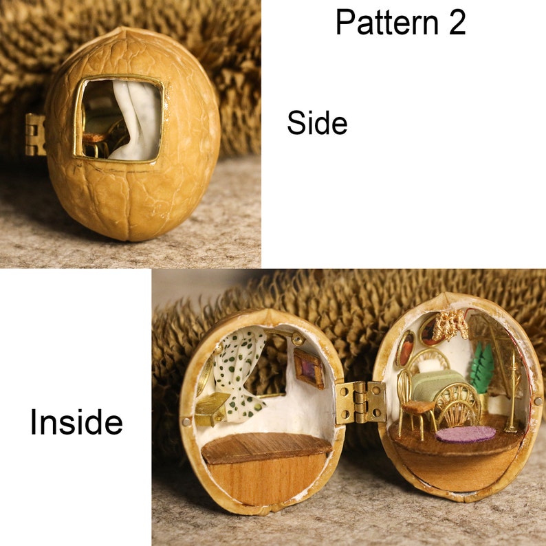 Handmde Walnut Mouse Miniature House Micro Home Collectable Walnut ...