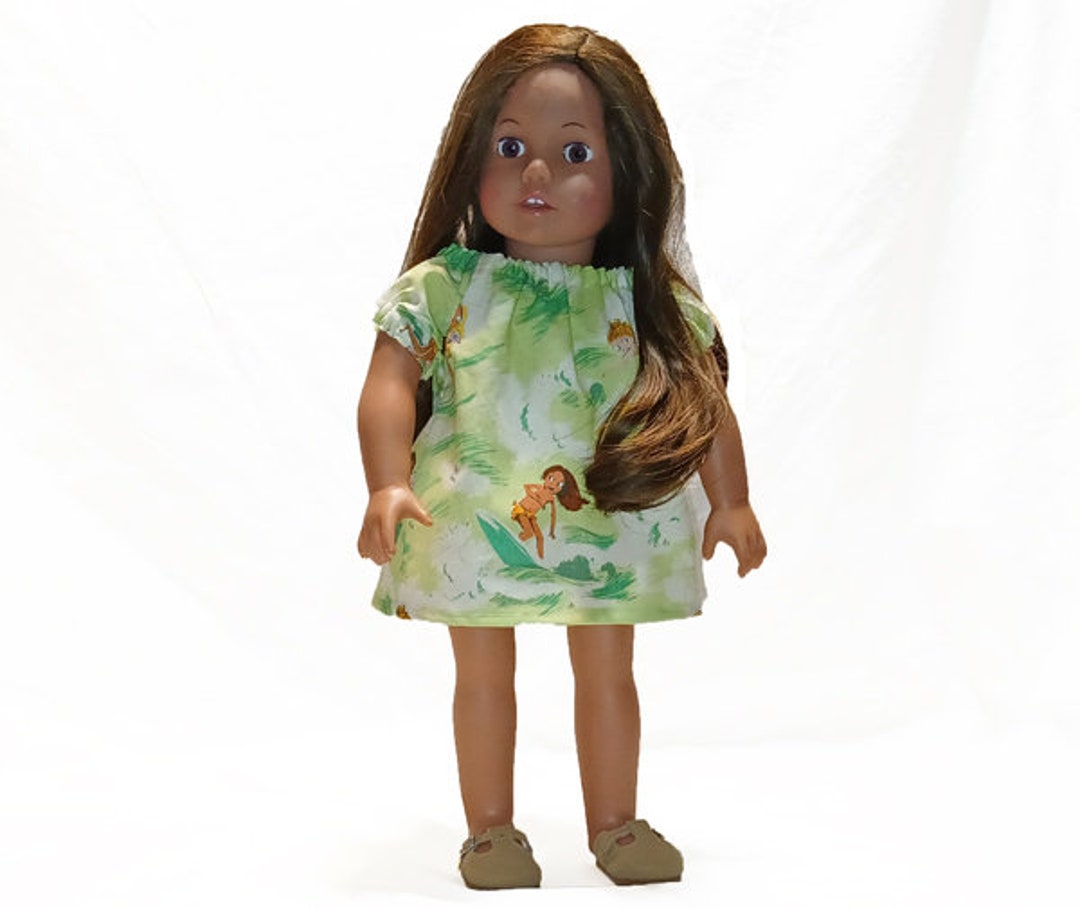 Hawaiian Short Muu Muu Dress for 28" Doll From a Fun Green/yellow ...