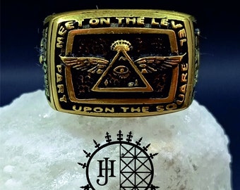 Lodge Mason Ring, Custom Freemason Statement Ring, Blue Lodge Signet ...