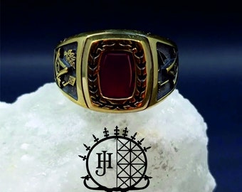 Lodge Mason Ring, Custom Freemason Statement Ring, Blue Lodge Signet ...