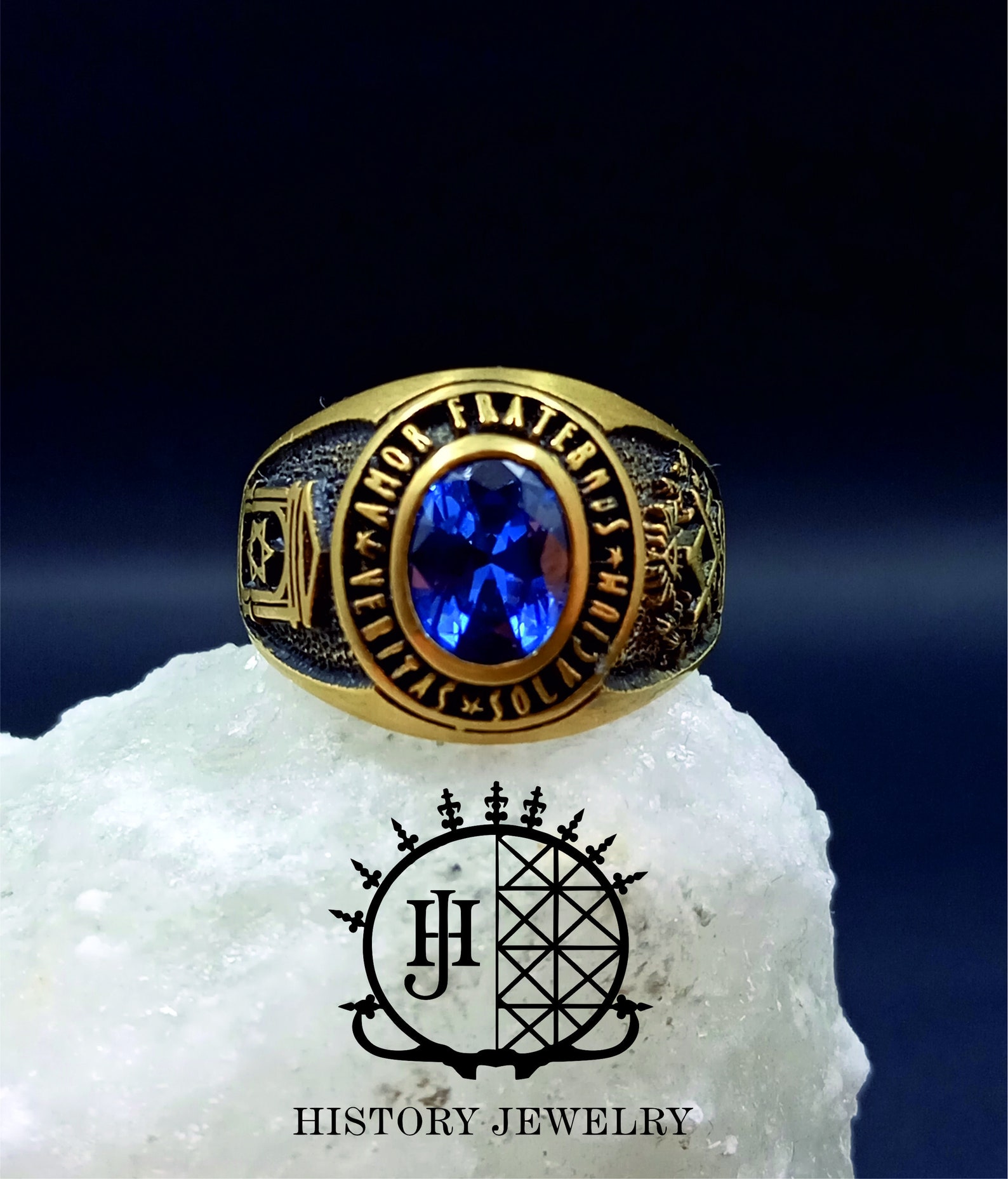 Lodge Mason Ring, Custom Freemason Statement Ring, Blue Lodge Signet ...
