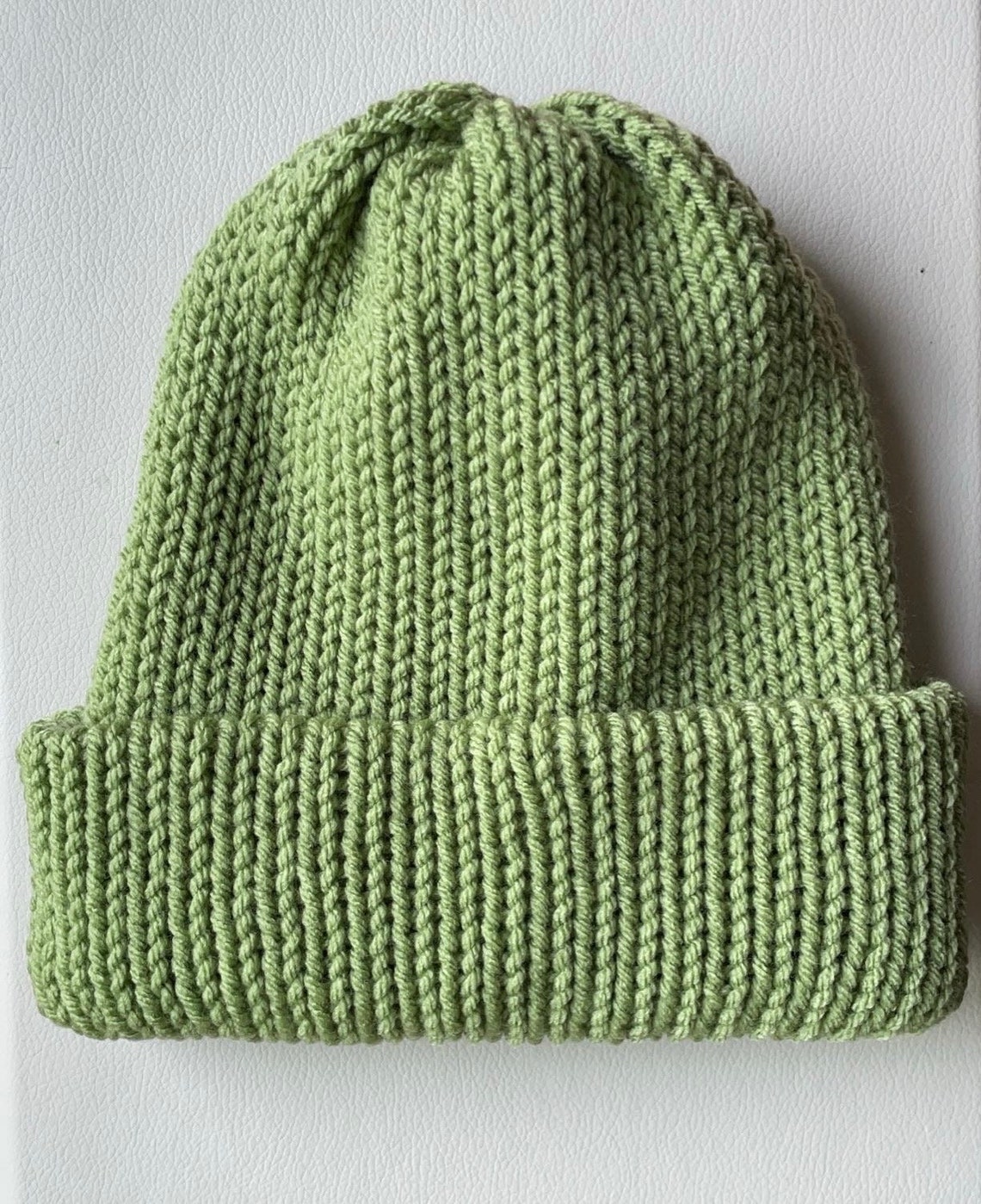 Knit Double Layered Beanie Green, Handmade Winter Hat - Etsy