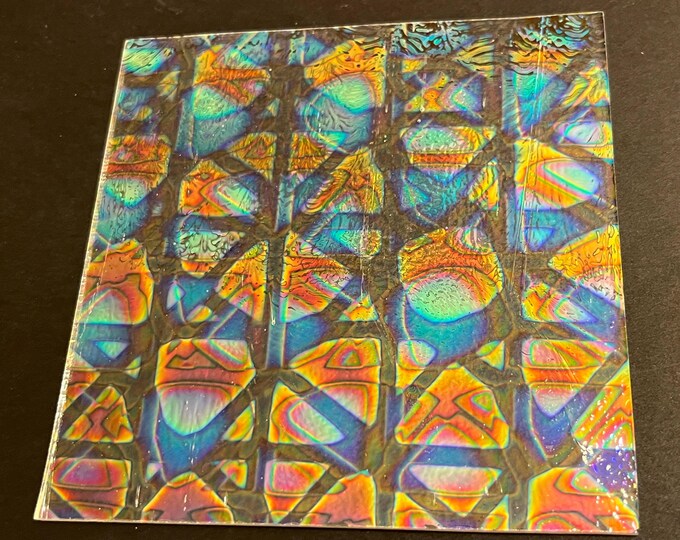 Dichroic Glass Square (4x4") - CBS Geodesic Pattern on Clear - 90 COE ...