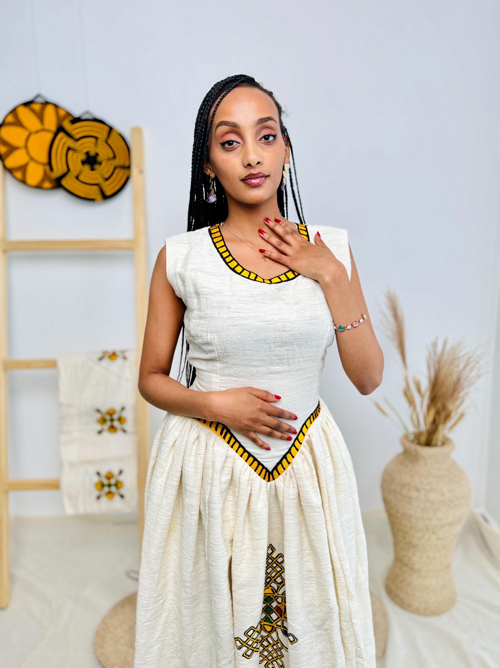 Modern Shape Habesha Dress With Stylish Design Chic Ethiopian Dress for ...