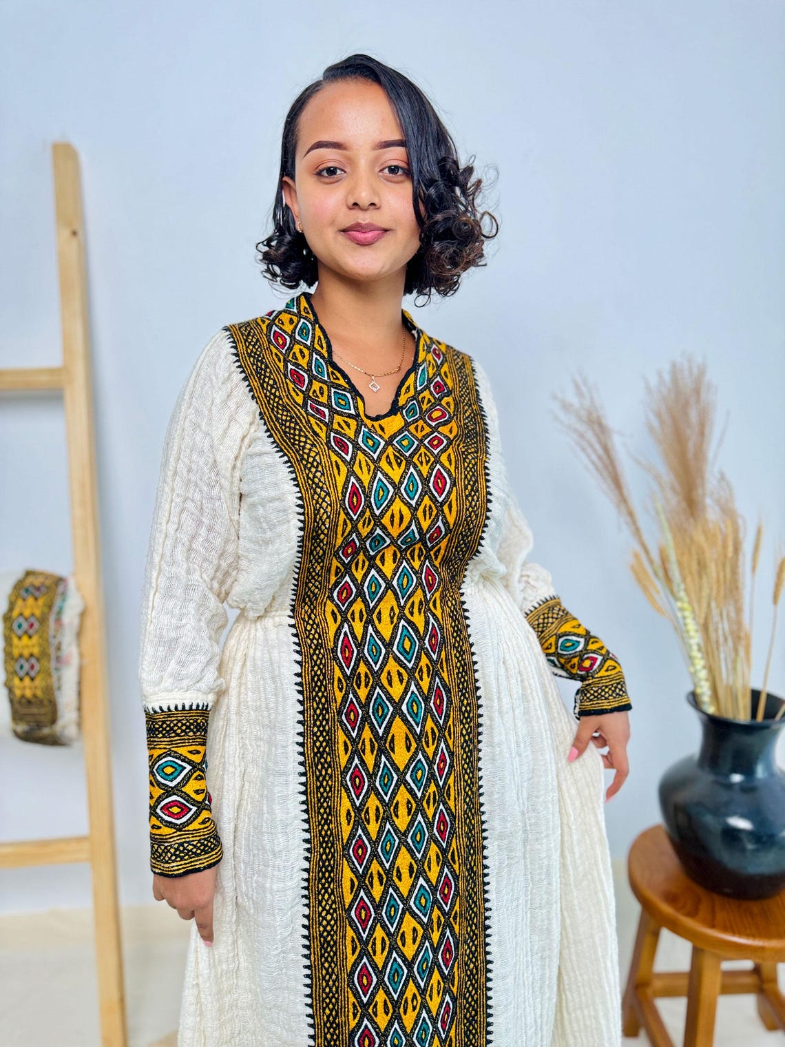 Modern Golden and Vibrant Habesha Dress With Gorgeous Patterns Chic ...