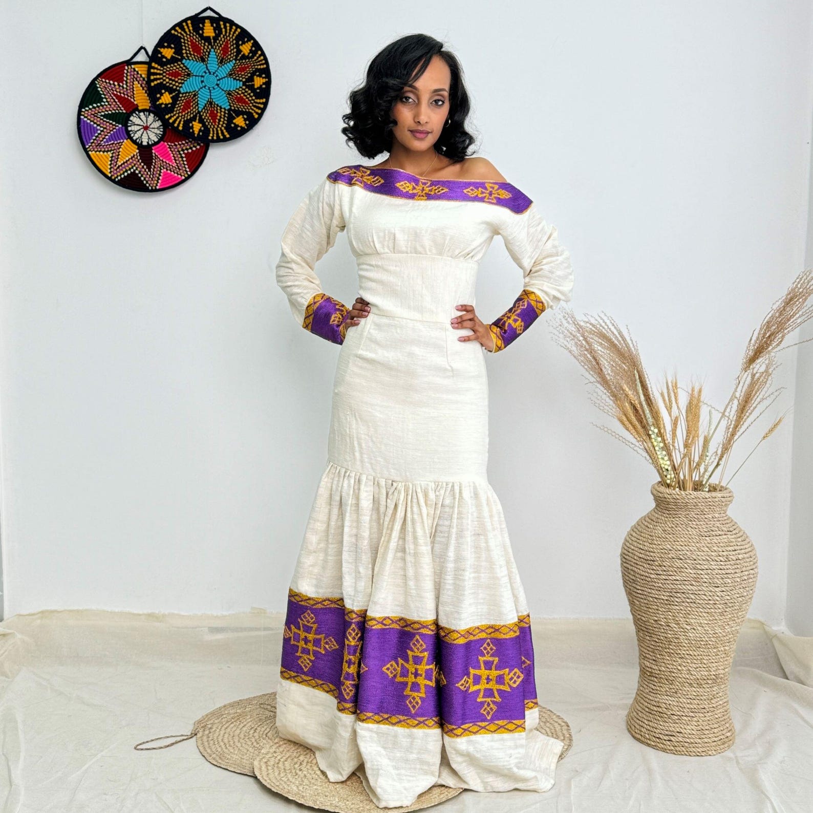 Royal Purple Tibeb Design | Ethiopian Traditional Dress | Handwoven ...