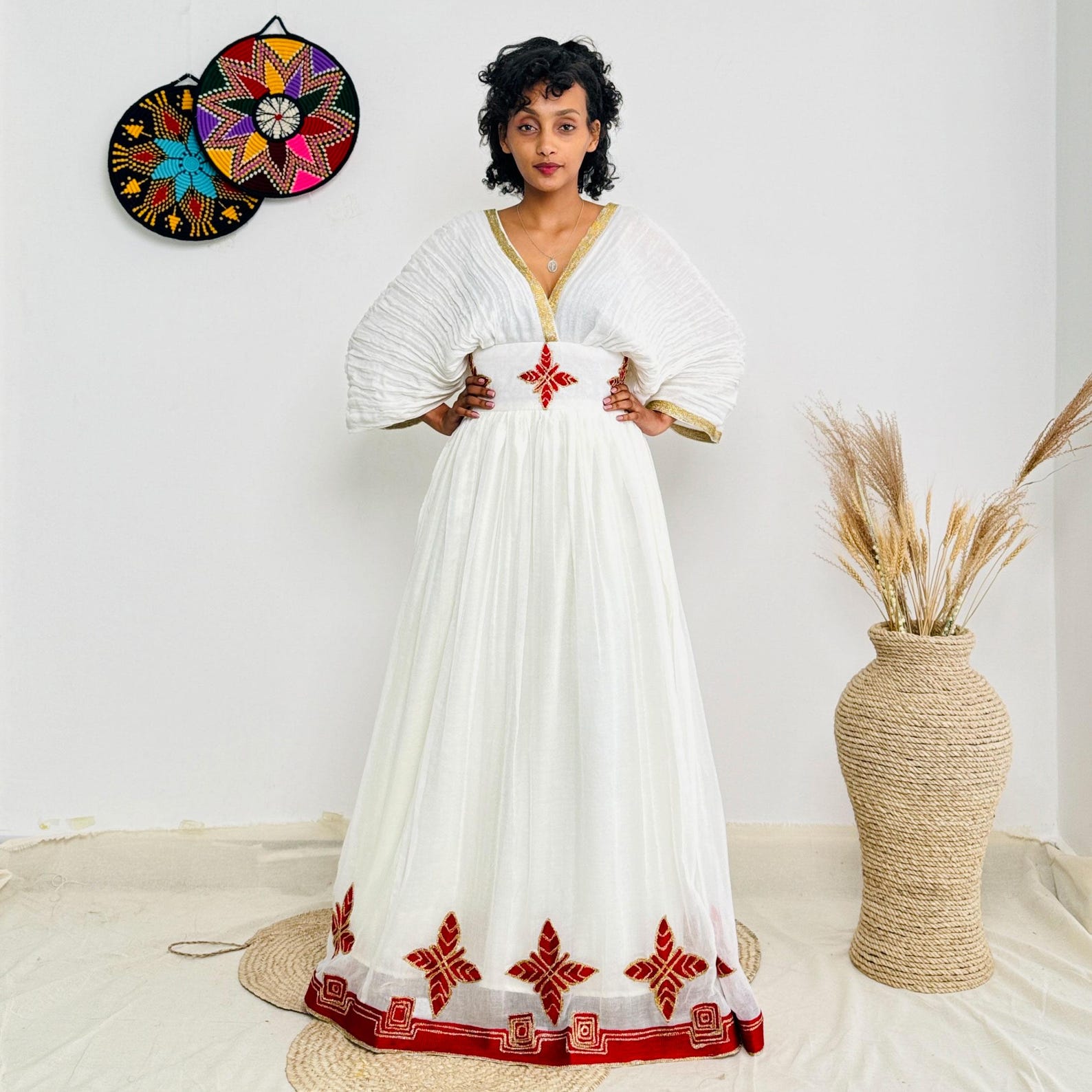 Simple Red Habesha Dress Minimalist Design Habesha Kemis Hab51 - Etsy