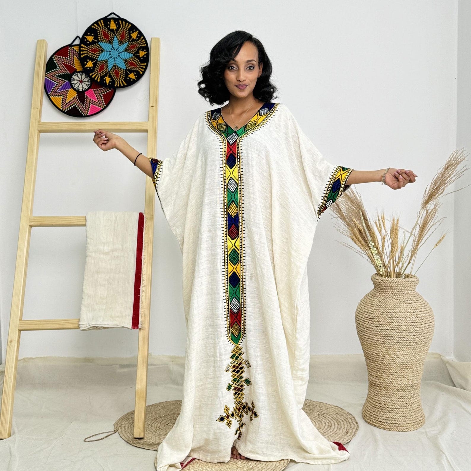 Free Size Ethiopian Dress With Vibrant Color Designs Chic Cultural ...