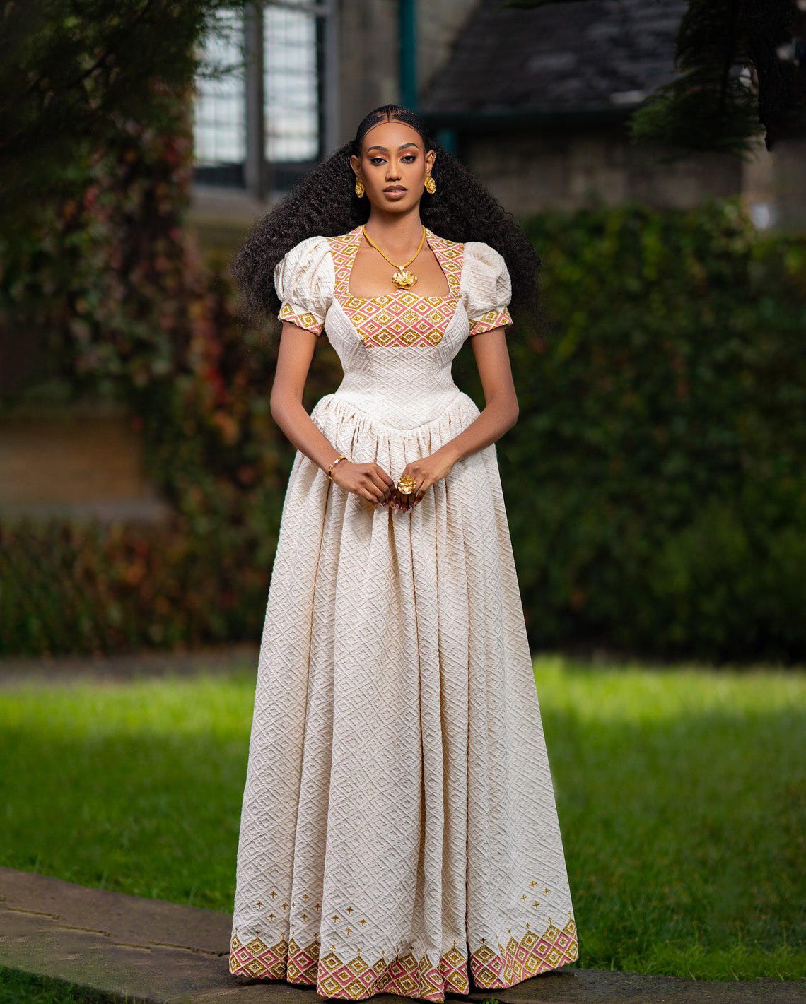 Edina Stunning Habesha Dress | Puffed Sleeves Ethiopian Clothing ...