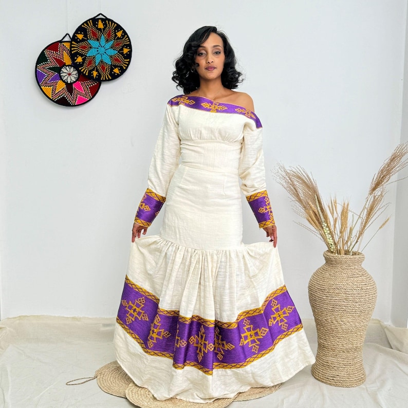 Royal Purple Tibeb Design | Ethiopian Traditional Dress | Handwoven ...
