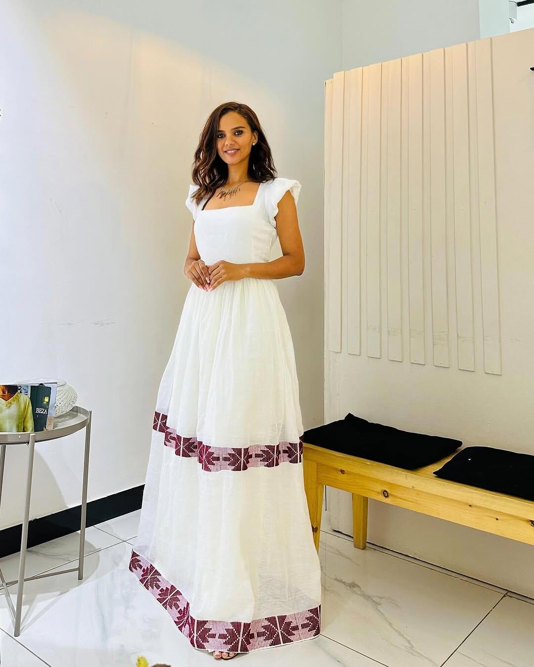 Bezawit Minimalist Habesha Dress | White Cotton Ethiopian Dress ...