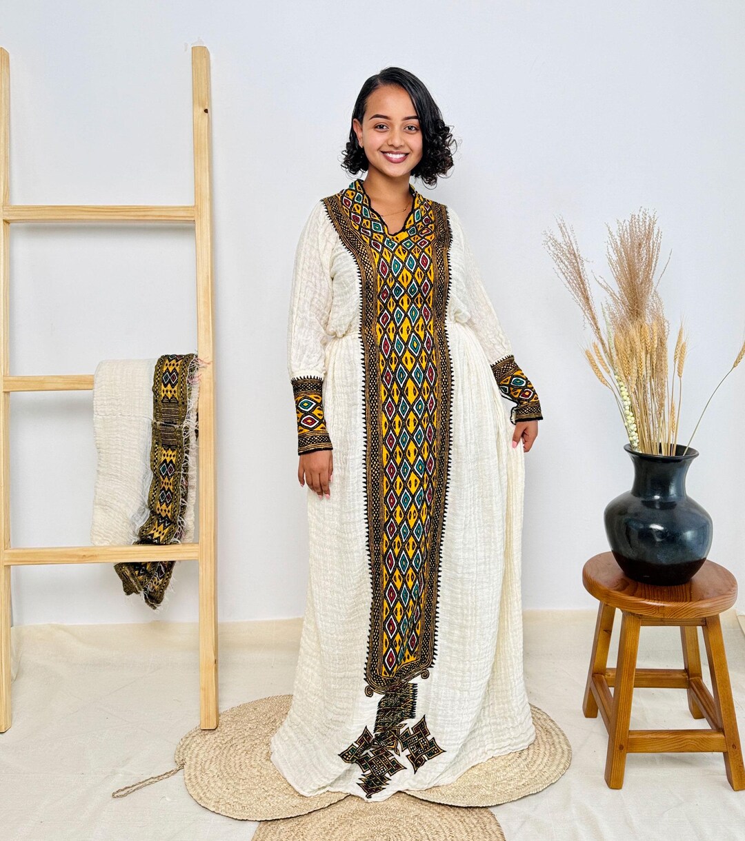Modern Golden and Vibrant Habesha Dress With Gorgeous Patterns Chic ...