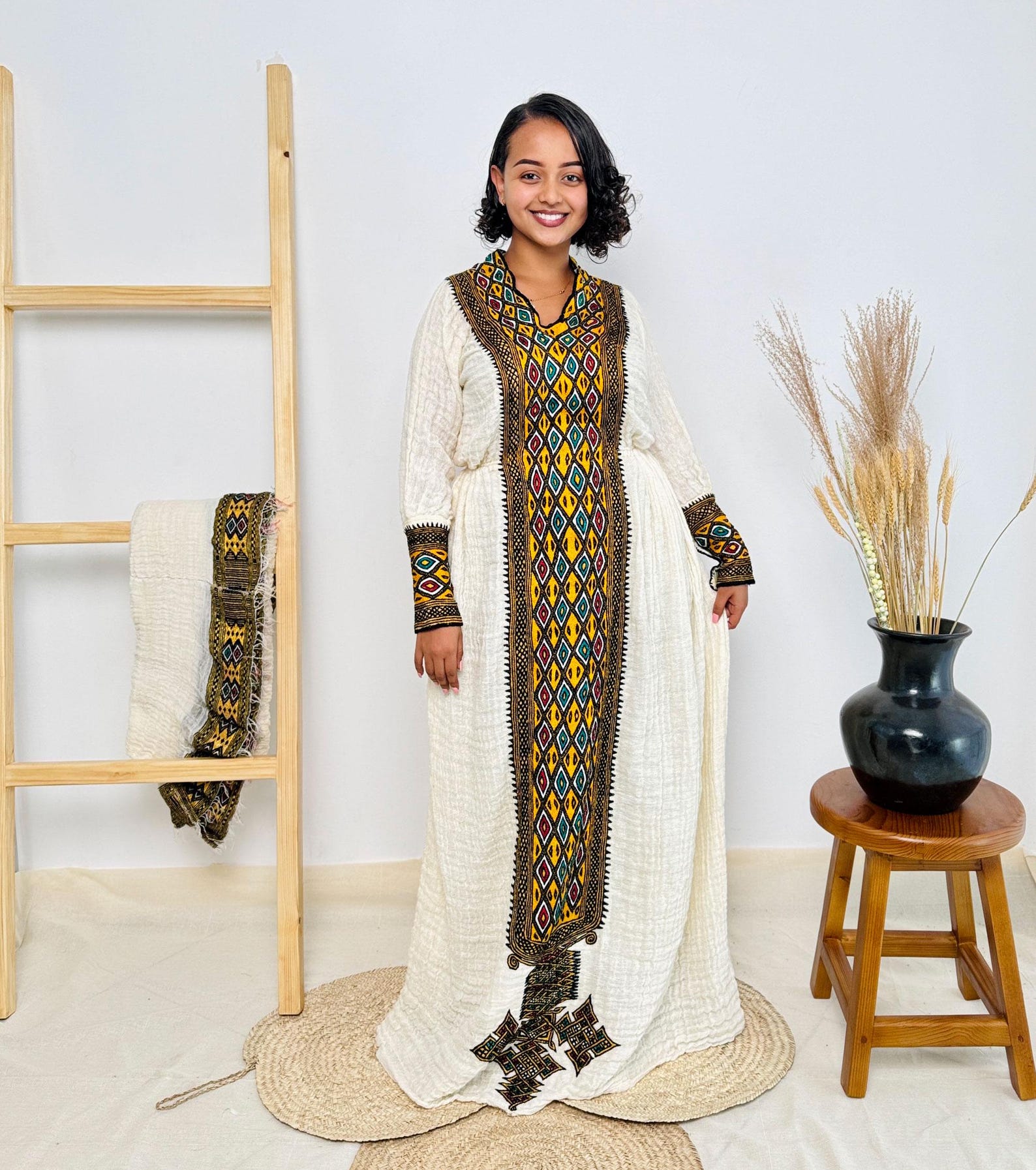 Modern Golden and Vibrant Habesha Dress With Gorgeous Patterns Chic ...