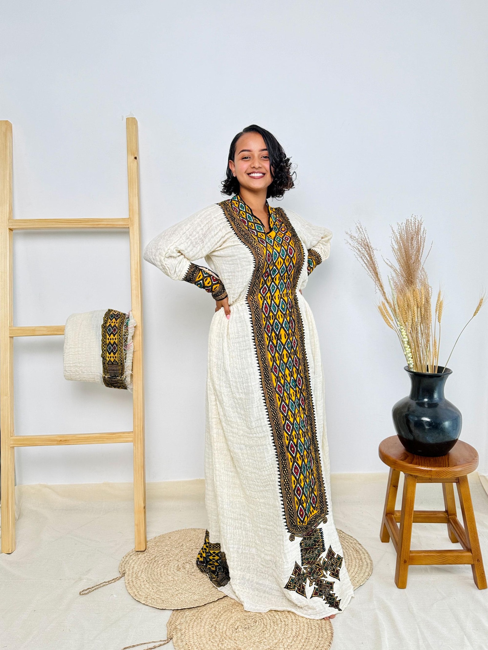Modern Golden and Vibrant Habesha Dress With Gorgeous Patterns Chic ...
