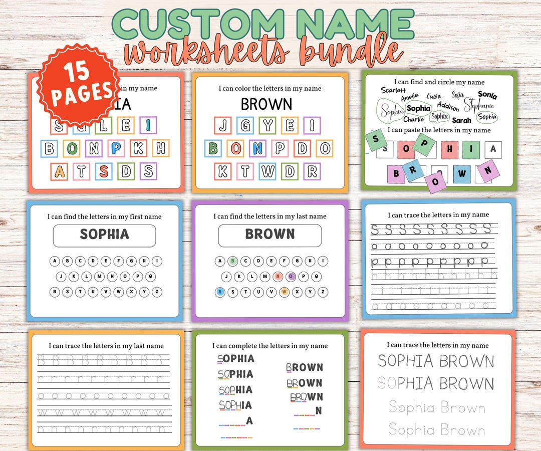 Custom Name Tracing Worksheets Pack, Personalized Preschool Name ...
