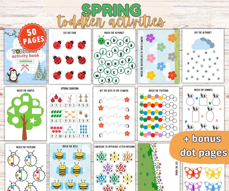 Spring Toddler Learning Binder Printable Workbook, Preschool Worksheets ...