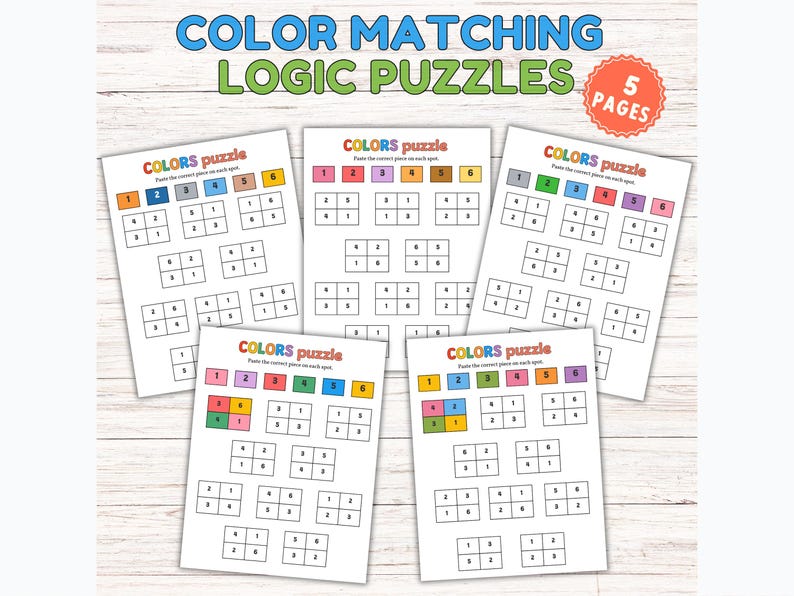 Number to Color Matching Logic Puzzles for Kids, Cut and Paste Activity ...