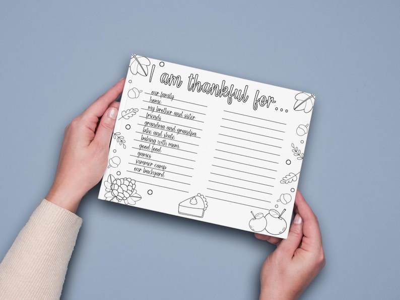 I Am Thankful for Printable Activity for Kids, Thankful List, Family ...