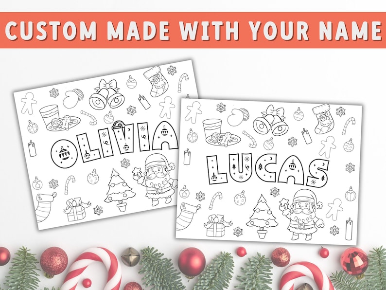 Christmas Custom Name Coloring Page for Toddler, Preschool, Pre-k, Name ...