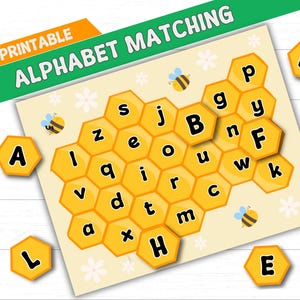 Alphabet Letters Matching Activity for Kids, Toddler Worksheet, Fine ...