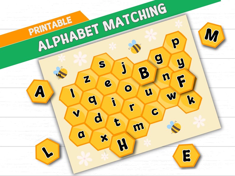 Alphabet Letters Matching Activity for Kids, Toddler Worksheet, Fine ...