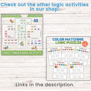 10 Easy Logic Table Bundle Printable Shapes and Colors Logic Table ...