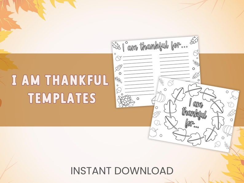 I Am Thankful for Printable Activity for Kids, Thankful List, Family ...